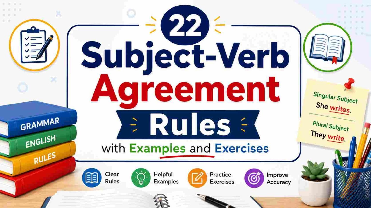 Subject-Verb Agreement Rules with Examples and Exercises